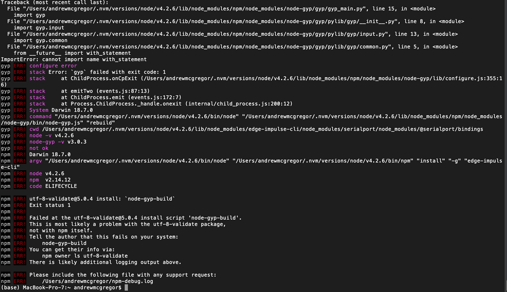 Edge-impulse-cli install - Report bugs - Edge Impulse
