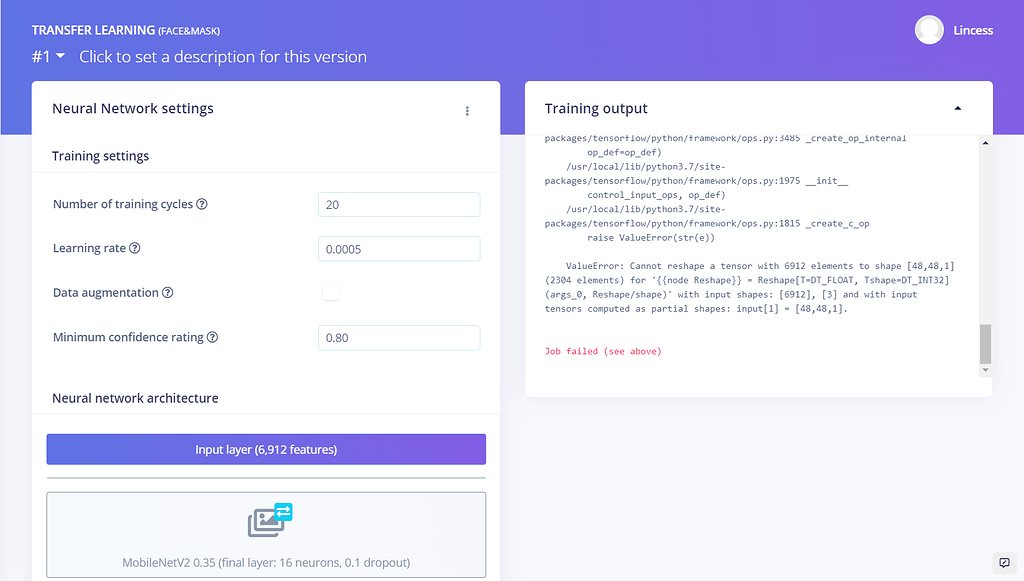 Transfer learning failed - Help - Edge Impulse Forum