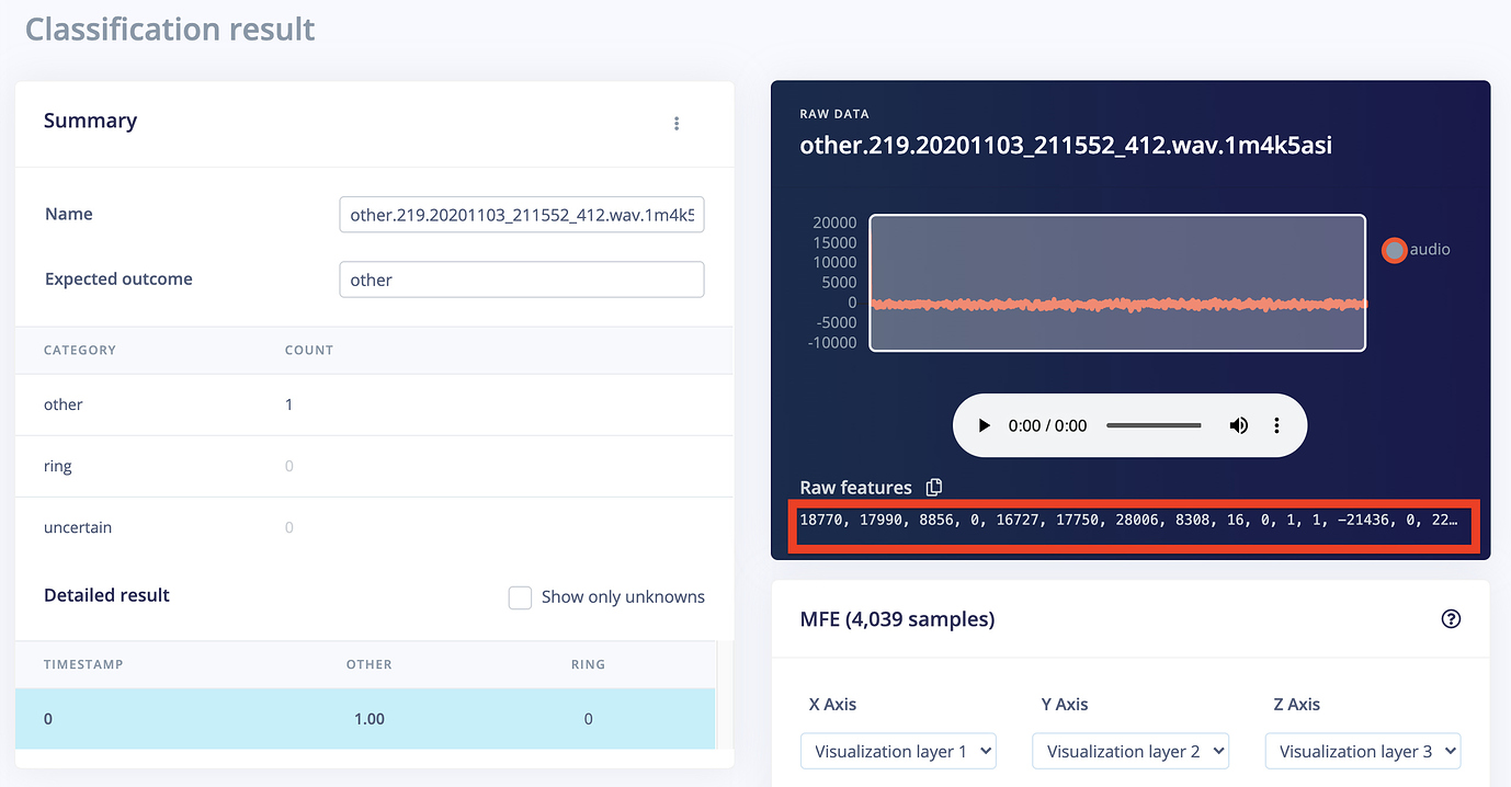 Classification of wav file is also showing wav header as raw features - Report bugs - Edge Impulse