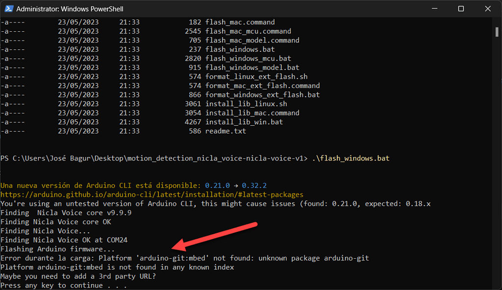 Nicla Voice Error on Firmware Upload - Help - Edge Impulse Forum
