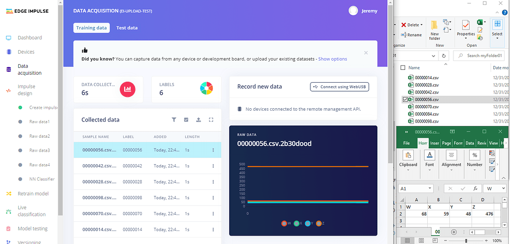 Upload dataset in CSV file to Edge Impulse - Edge Impulse