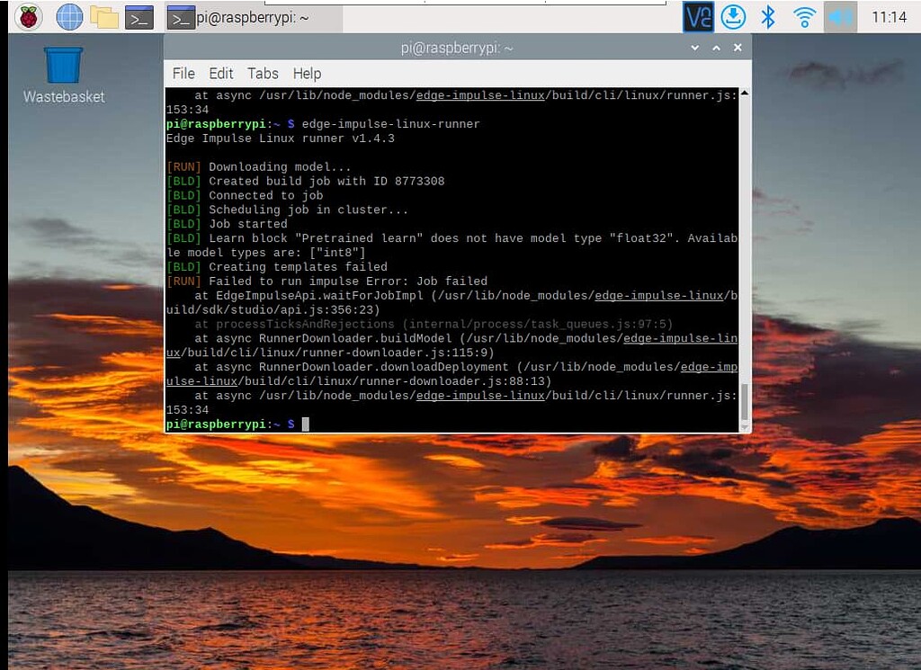 Failed to run impulse Error: Job failed - Help - Edge Impulse Forum