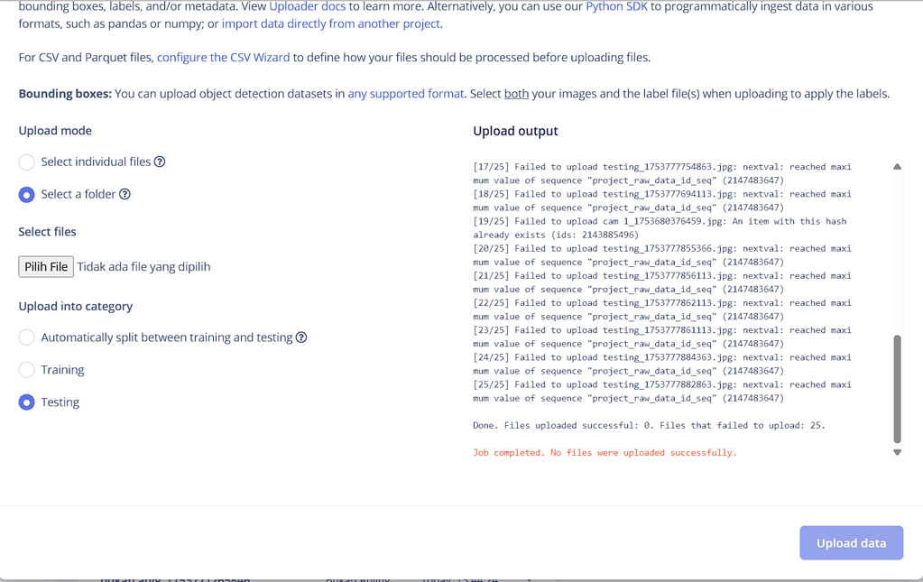 Failed to Upload Image in data acquisition - Help - Edge Impulse Forum