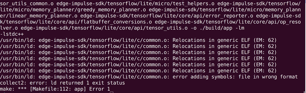 Error while compiling the pretrained on RPI 4 - Help - Edge Impulse Error while compiling the pretrained on RPI 4 - Help - Edge Impulse